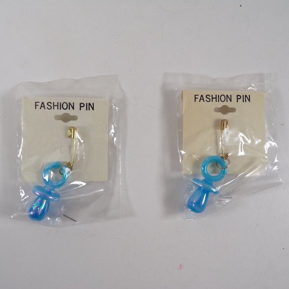 Jewelry | 2 Baby Blue Binky Pacifier Metallic Plastic Fashion Brooch ...